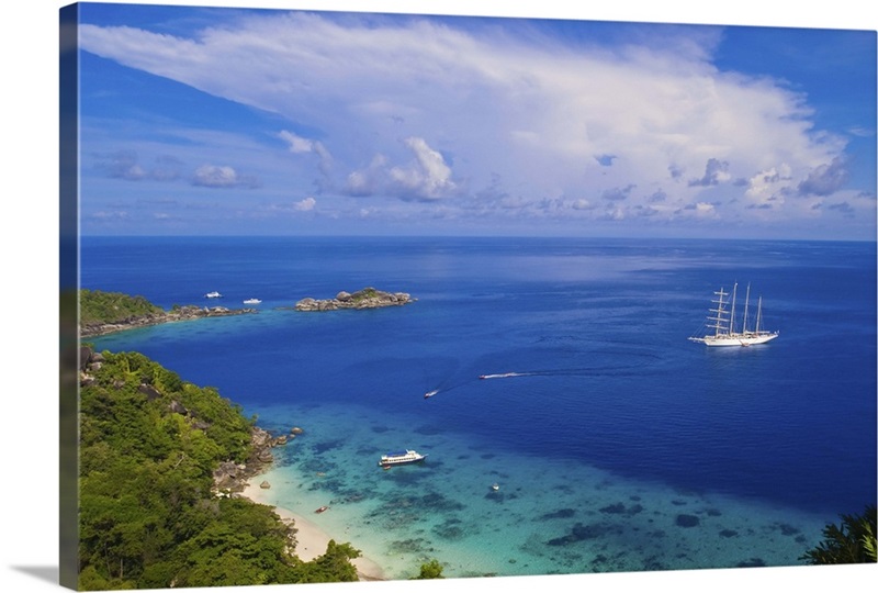 Clipper ship anchored off Ko Miang Island, Similan Islands in the ...
