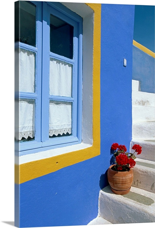 Colourful house in Fira town, Santorini, The Cyclades, Greek Islands ...