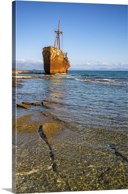 Dimitrios Boat Shipwreck On A Sandy Beach Near Gythio, Peloponnese ...