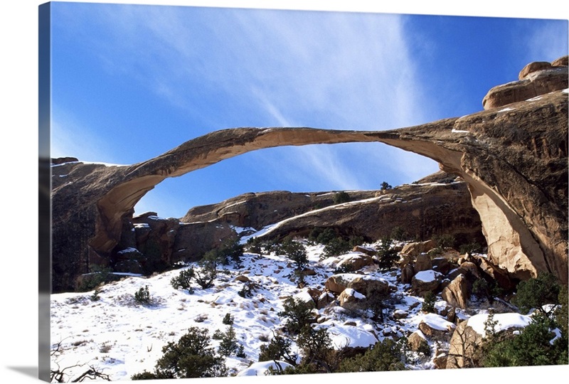 Landscape Arch with snow, Arches National Park, Utah | Great Big Canvas