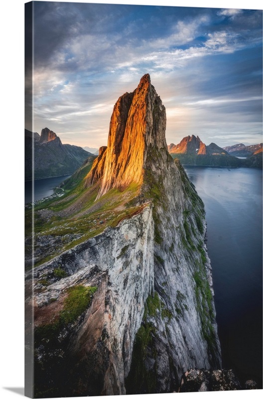 Majestic Mount Segla And Fjords Under A Cloudy Sky At Sunrise, Norway ...