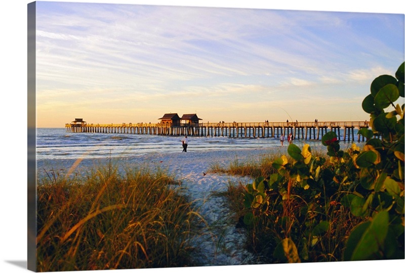 Naples, Florida, Sunset at the beach and pier | Great Big Canvas