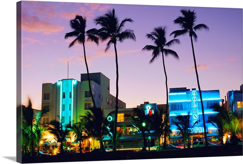 Ocean Drive sunset, South Beach, Miami Beach, Florida | Great Big Canvas