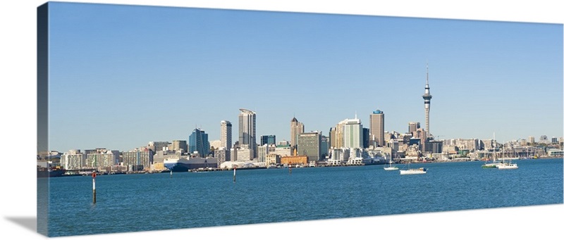 Panorama of the Auckland city skyline, Auckland, North Island, New ...