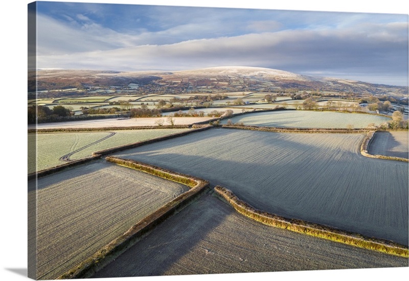 Rolling Dartmoor Countryside At Dawn On A Frosty Winter Morning, Devon ...
