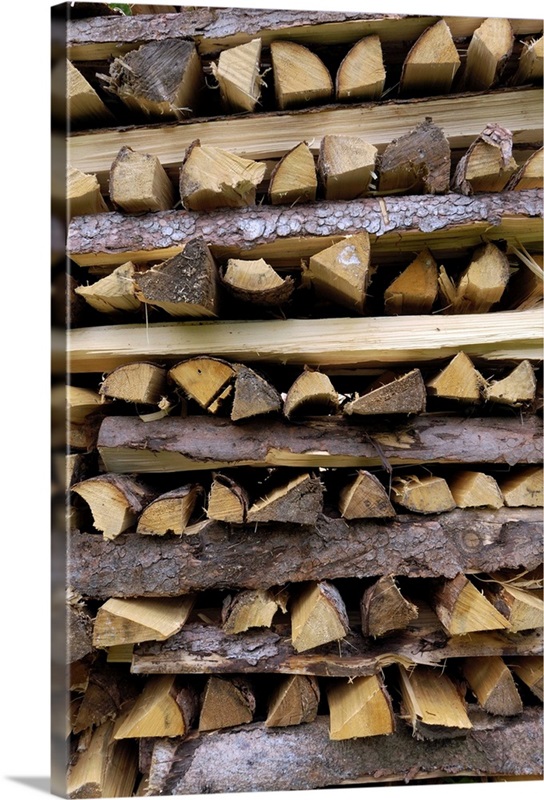 Stack of firewood typical of the Alps, Austria | Great Big Canvas