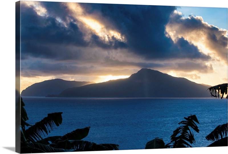Sunset over Ofu Island, Manua Island group, American Samoa, South ...