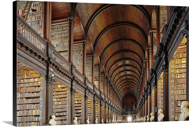 The Long Room in the library of Trinity College, Dublin, Republic of ...