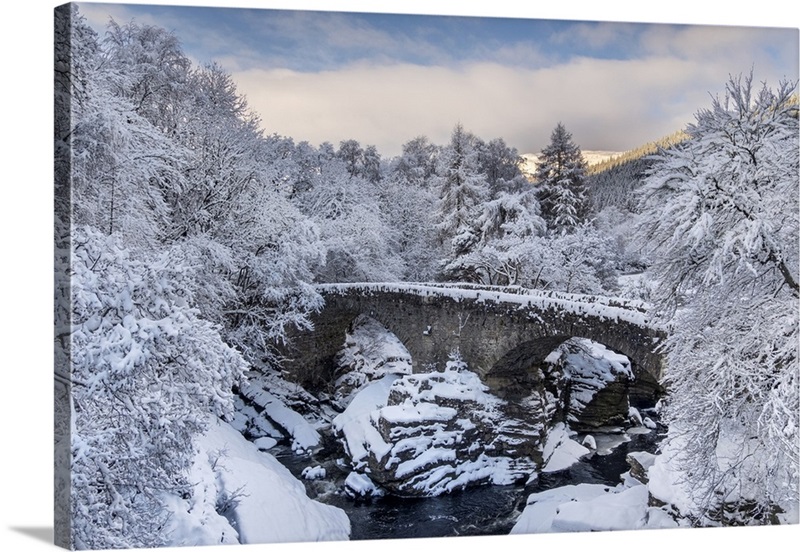 The Old Invermoriston Bridge And River Moriston In Winter, Scottish ...
