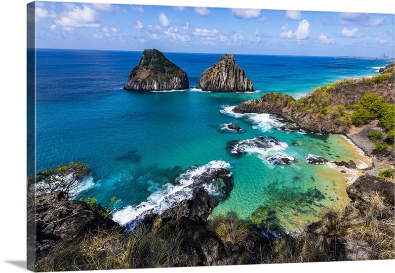 Turquoise Water Around The Two Brothers Rocks, Fernando De Noronha ...