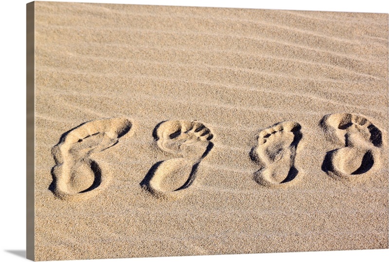 Two foot prints in the sand, St. Lucia Wetlands, Kwa-Zulu Natal, Africa ...