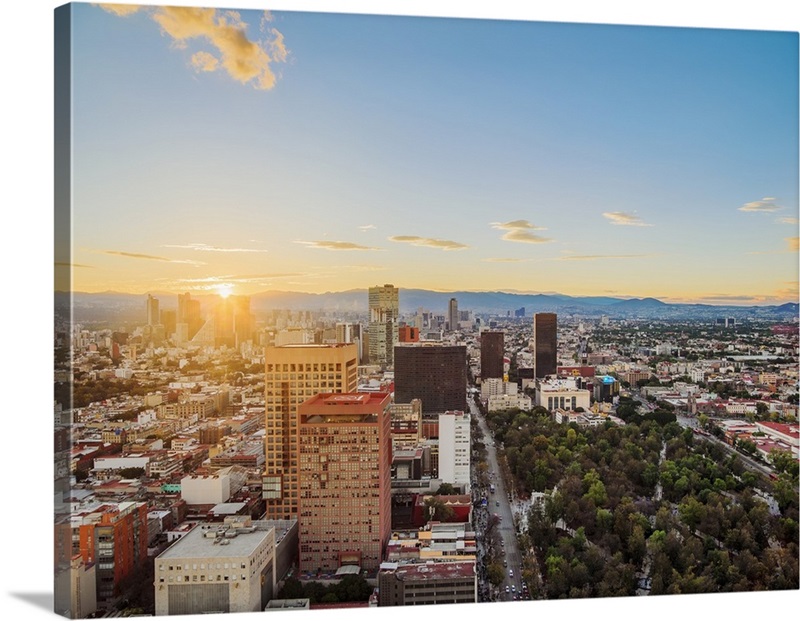 View Over Alameda Central At Sunset, Mexico City, Mexico | Great Big Canvas