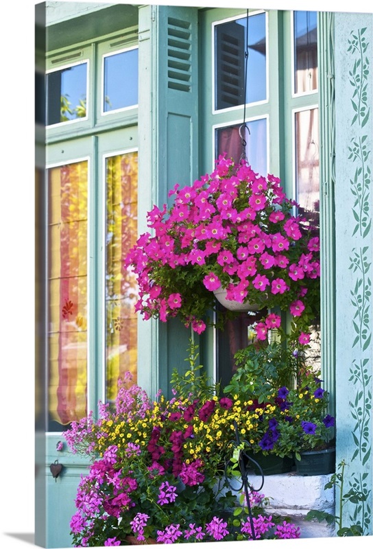 Window with flowers, France | Great Big Canvas