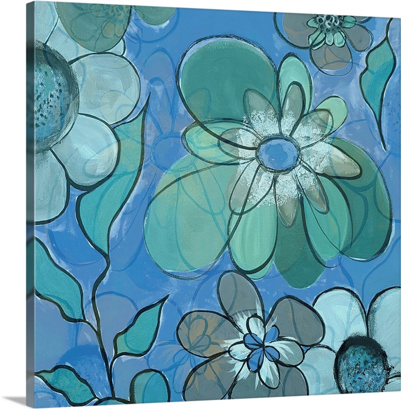 Blue Pop Floral Merge | Great Big Canvas