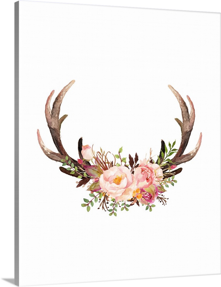 Floral Antlers Wall Art, Canvas Prints, Framed Prints, Wall Peels ...