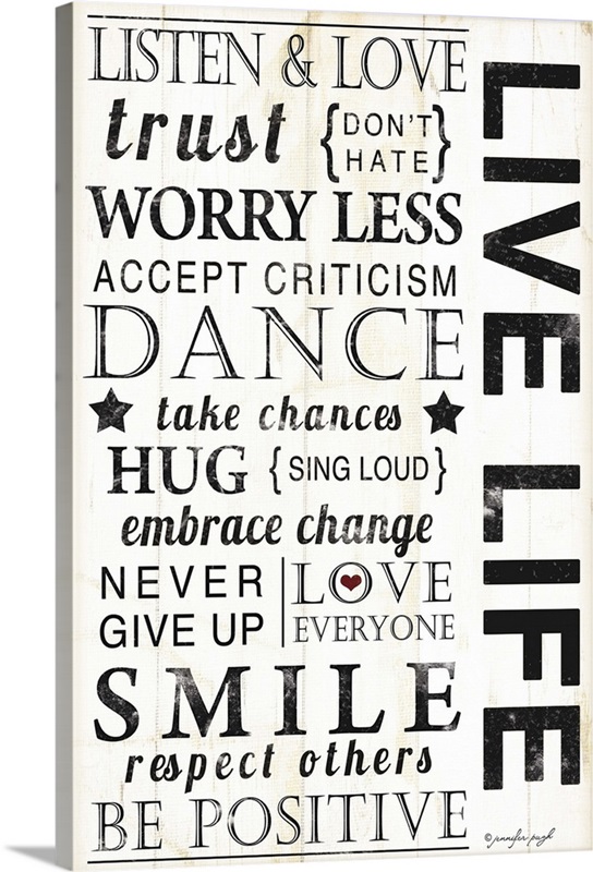 Live Life Wall Art, Canvas Prints, Framed Prints, Wall Peels | Great ...