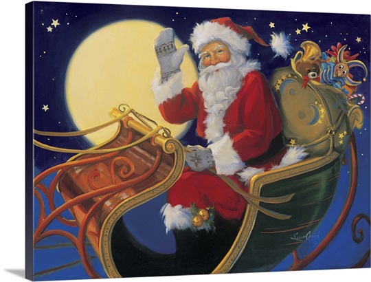 Santa in Sleigh Wall Art, Canvas Prints, Framed Prints, Wall Peels ...