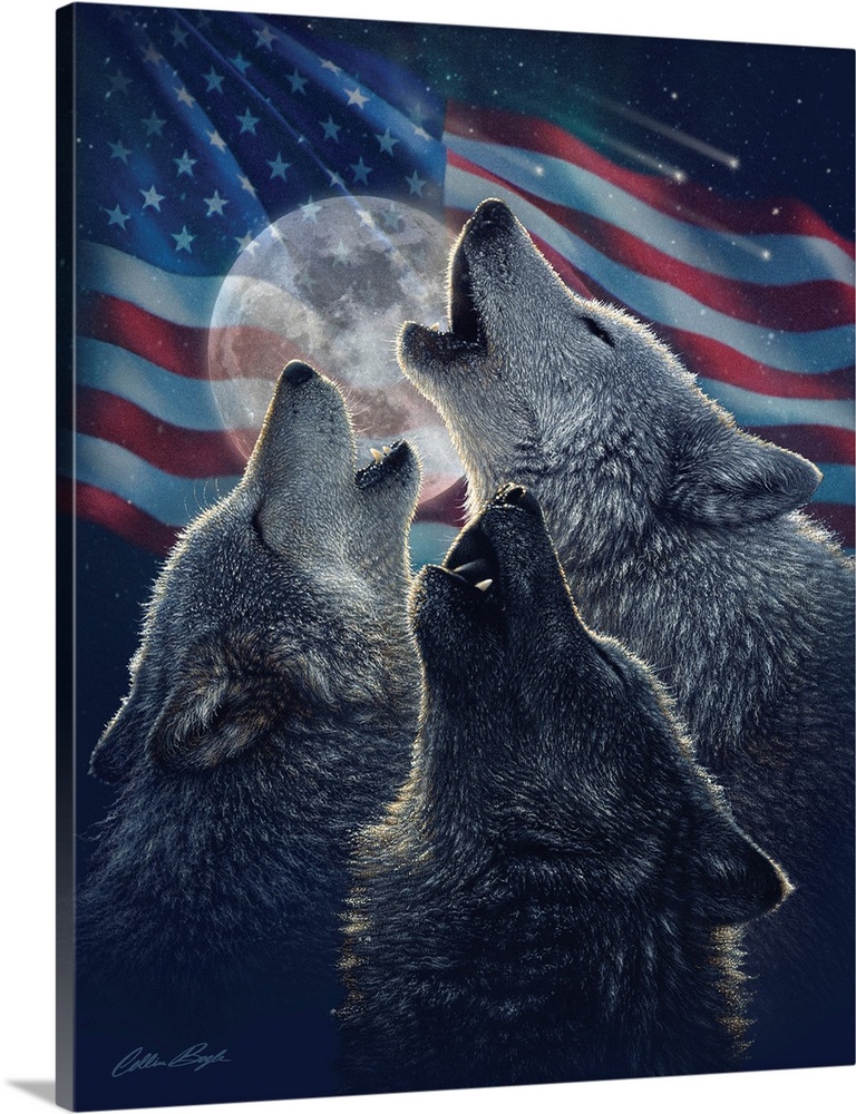 Wolf Trinity Patriotic Wall Art, Canvas Prints, Framed Prints, Wall ...