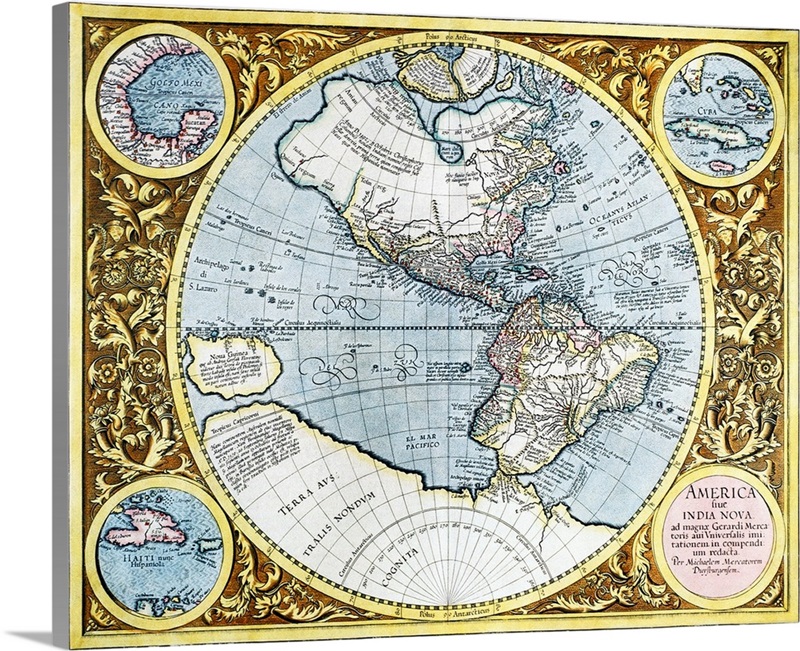 17th century map of the New World | Great Big Canvas