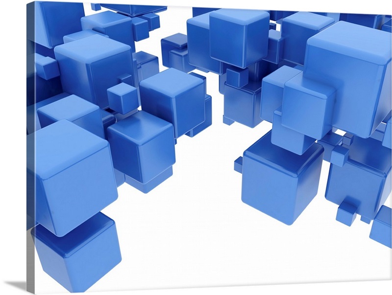 Blue Cubes, Illustration Wall Art, Canvas Prints, Framed Prints, Wall ...