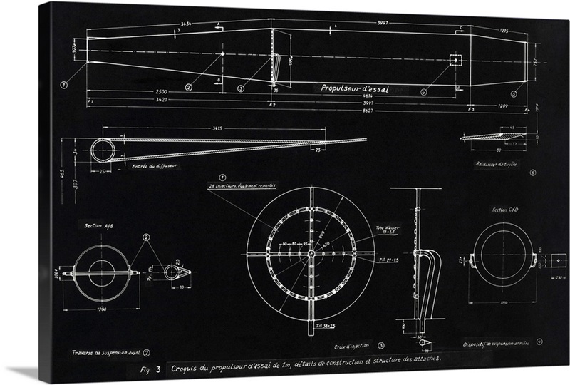 German WWII ramjet engine blueprint | Great Big Canvas