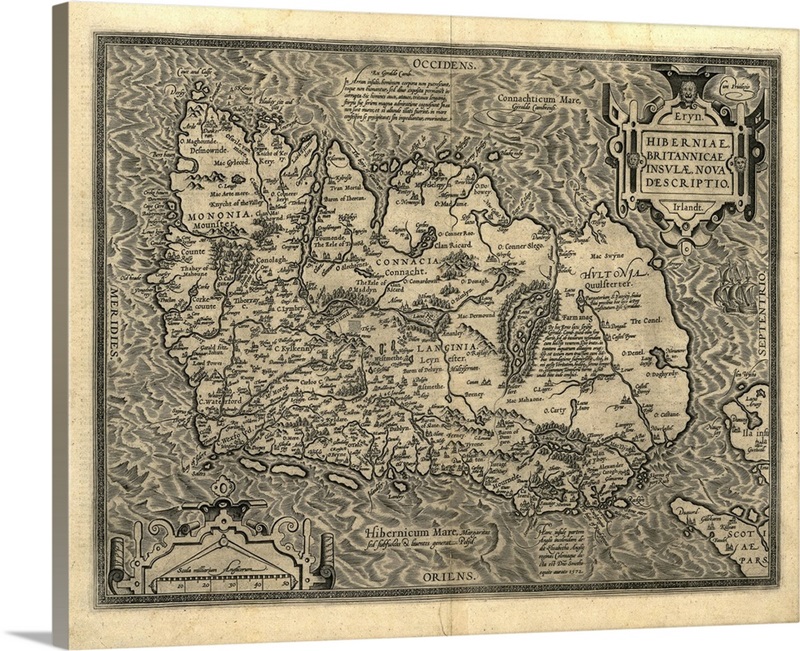 Ortelius's map of Ireland, 1598 | Great Big Canvas