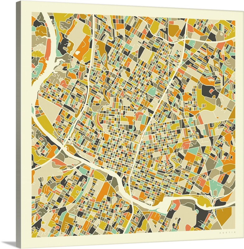Austin Aerial Street Map | Great Big Canvas