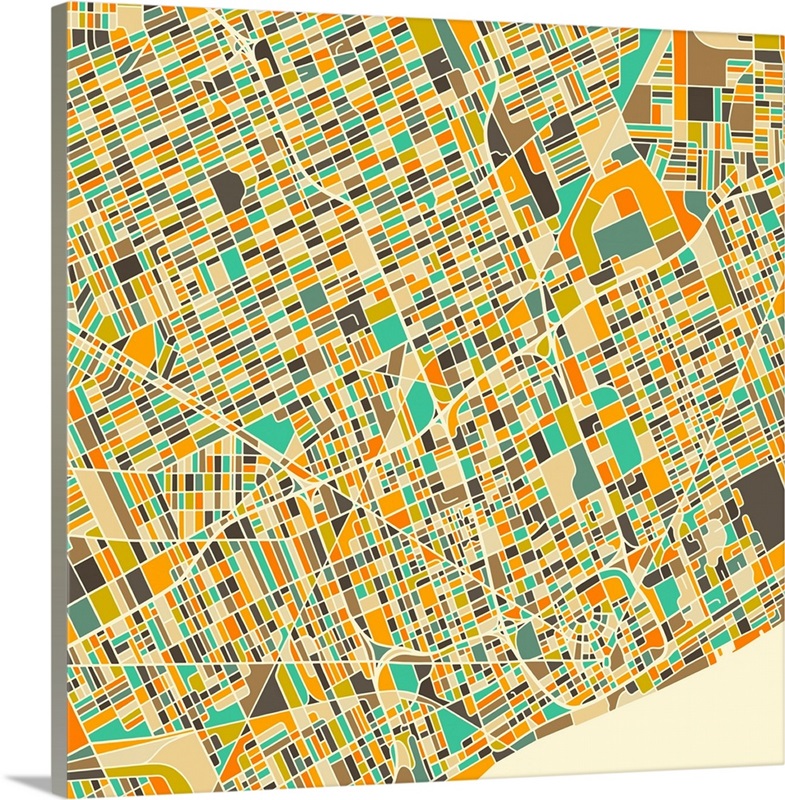 Detroit Aerial Street Map | Great Big Canvas