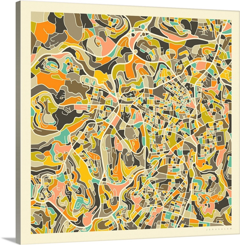 Jerusalem Aerial Street Map | Great Big Canvas