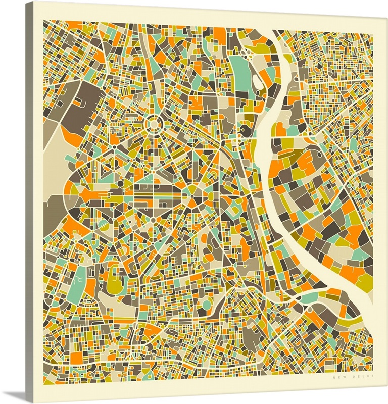 New Delhi Aerial Street Map | Great Big Canvas