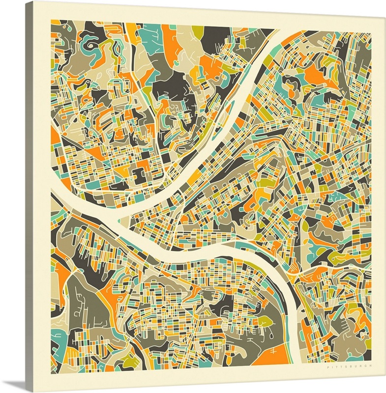 Pittsburgh Aerial Street Map | Great Big Canvas