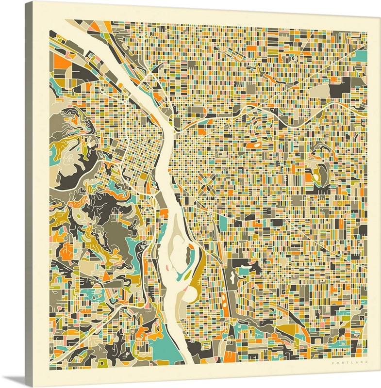 Portland Aerial Street Map | Great Big Canvas