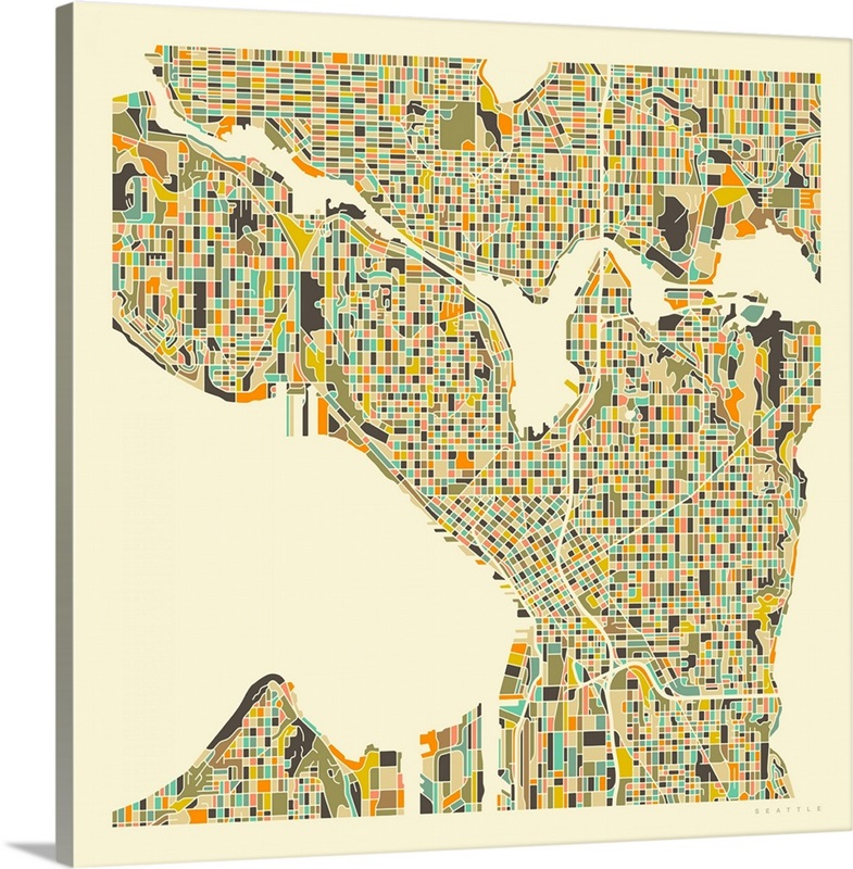 Seattle Aerial Street Map | Great Big Canvas