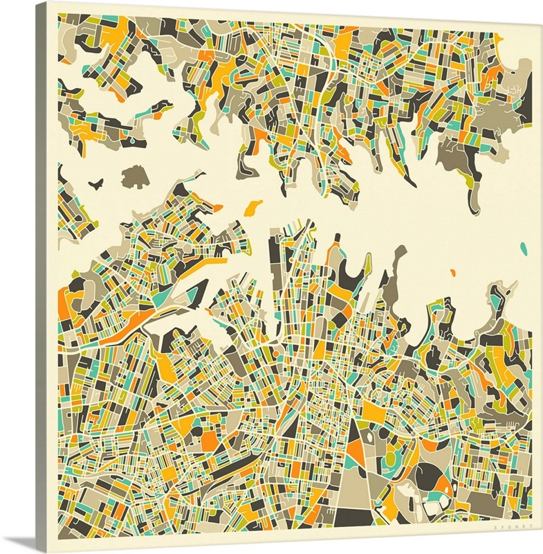 Sydney Aerial Street Map | Great Big Canvas