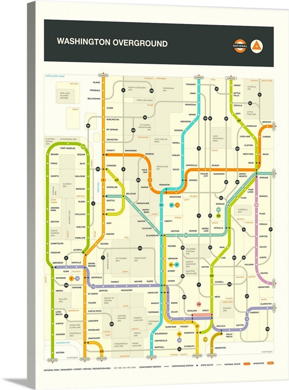 Washington State Highway Map | Great Big Canvas