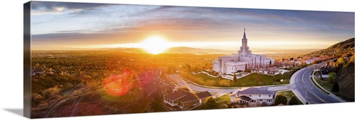 Bountiful Utah Temple, Sunset Panorama, Bountiful, Utah | Great Big Canvas