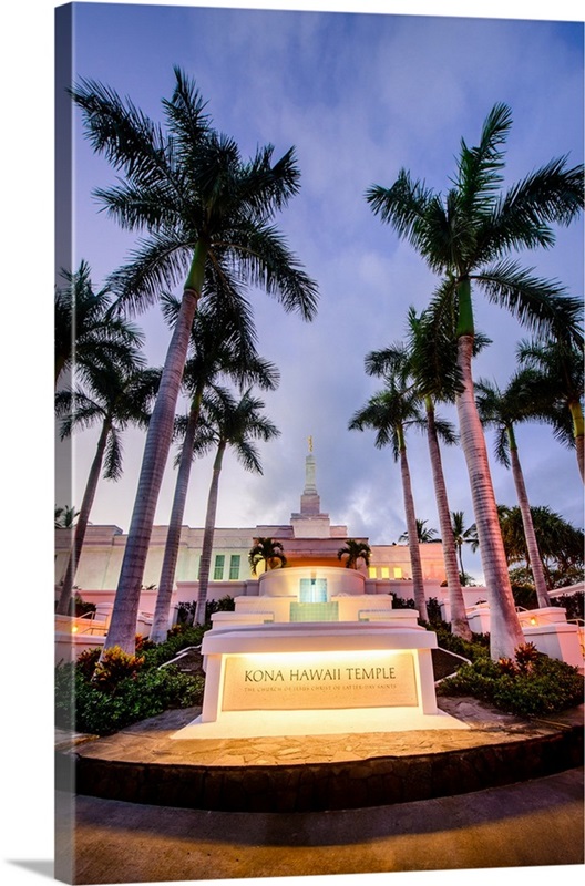 Kona Hawaii Temple, Sign and Palms, Kailua, Hawaii | Great Big Canvas