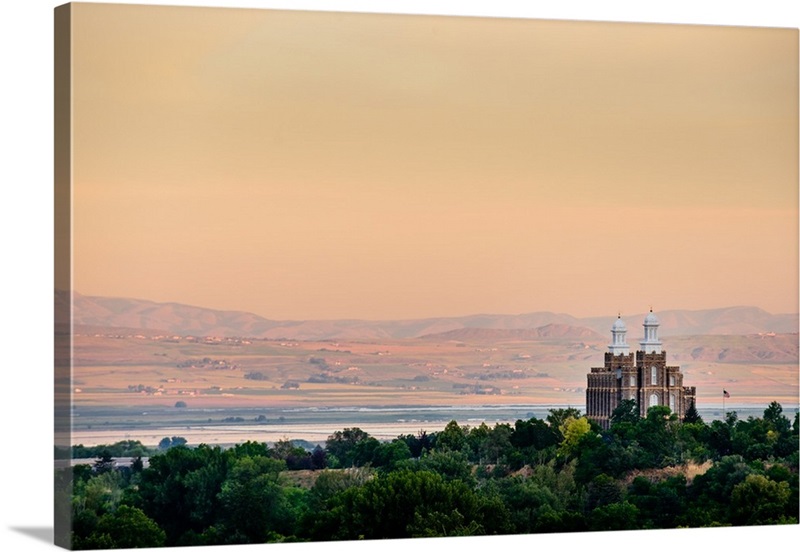 Logan Utah Temple, Sunset of the Mountains, Logan, Utah Wall Art ...