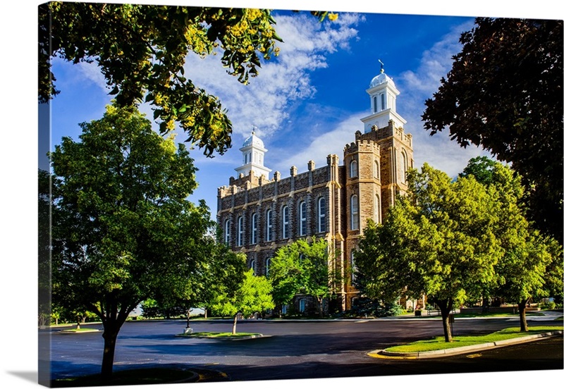 Logan Utah Temple, Trees and Blue Sky, Logan, Utah | Great Big Canvas