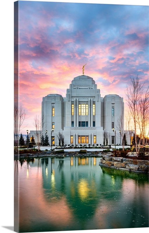 Meridian Idaho Temple, Vertical Reflection at Sunset, Meridian, Idaho ...