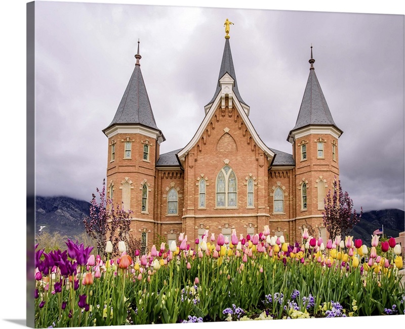 Provo City Center Temple, Springtime Tulips, Provo, Utah | Great Big Canvas