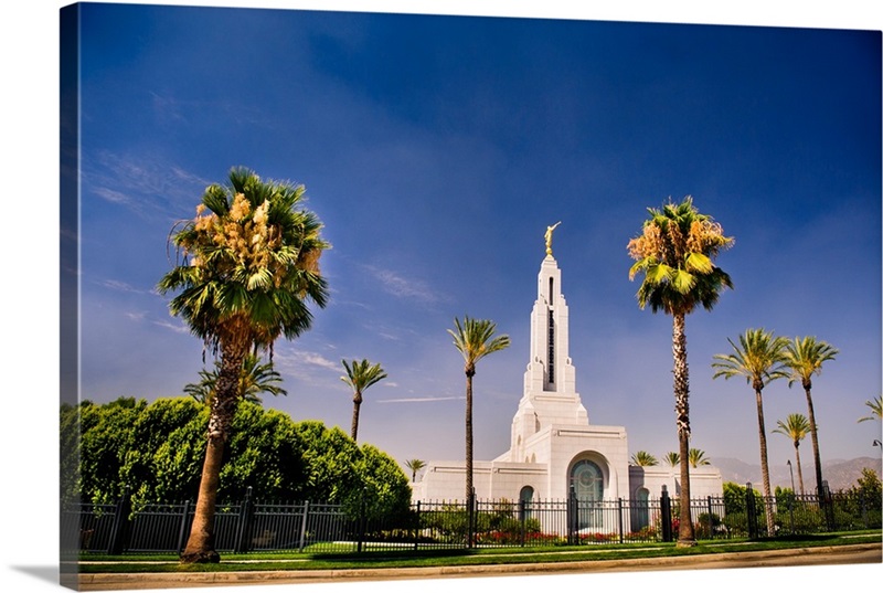 Redlands California Temple and Palm Trees, Redlands, California Wall ...