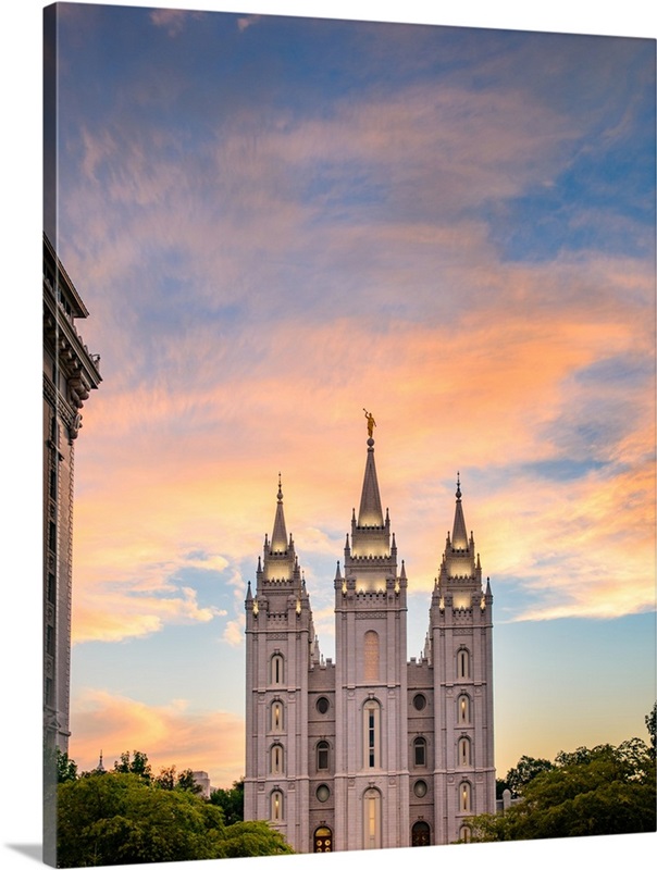 Salt Lake Temple, Sunset, Salt Lake City, Utah Wall Art, Canvas Prints ...