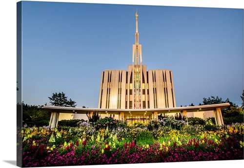 Seattle Washington Temple, Sunset with Flowers, Bellevue, Washington ...