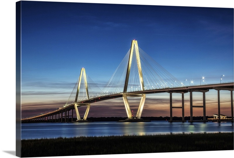 Arthur Ravenel Jr. Bridge crossing the Cooper River at twilight | Great ...
