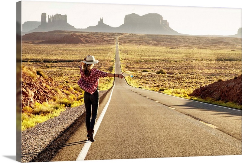 Hitchhiker on Forrest Gump highway by Monument Valley, Arizona | Great ...
