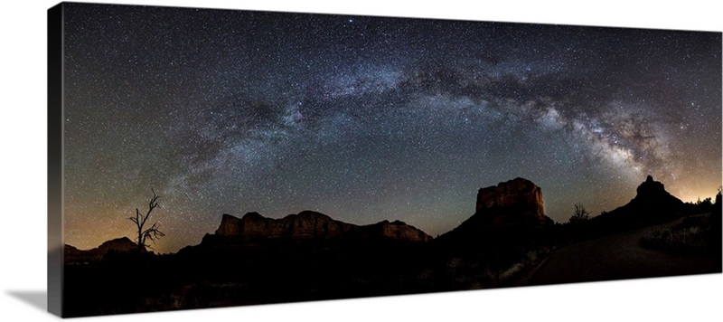Milky Way panorama over the red rocks of Sedona, Arizona | Great Big Canvas