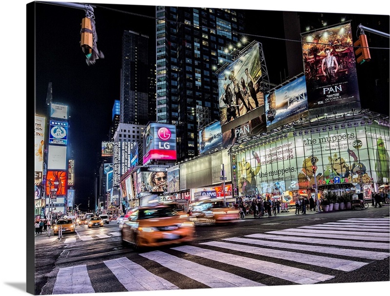 Neon signs and traffic in Times Square at night, New York | Great Big ...