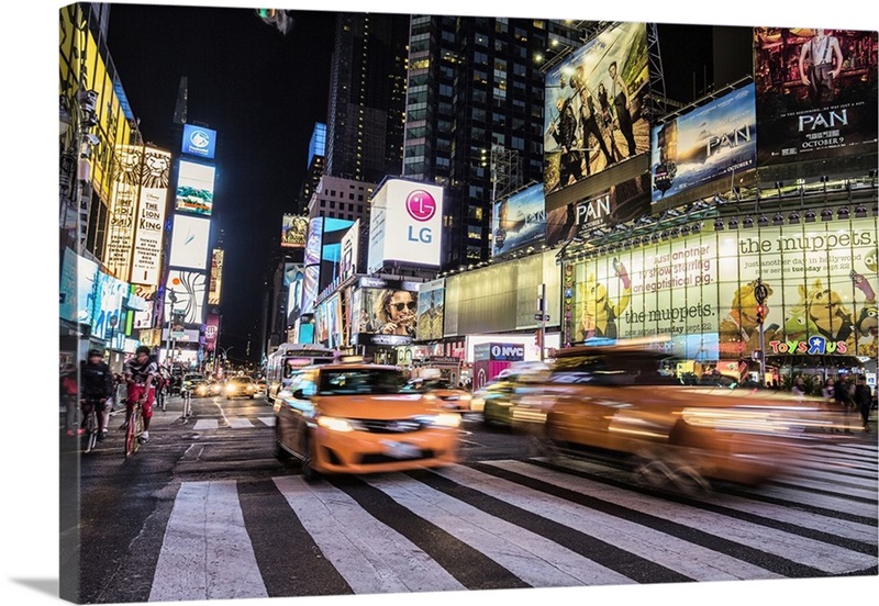 Neon signs and traffic in Times Square at night, New York | Great Big ...