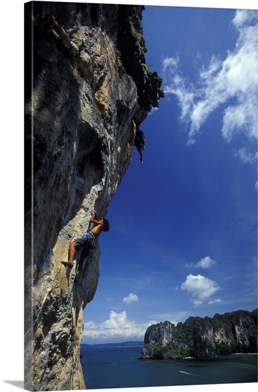 Rock climber above the ocean in Railay Beach, Krabi, Thailand | Great ...